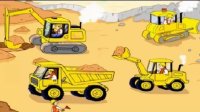 儿童动画, 工程车动画工程车 钩机 挖掘机 装载机 搅拌机 起重机66