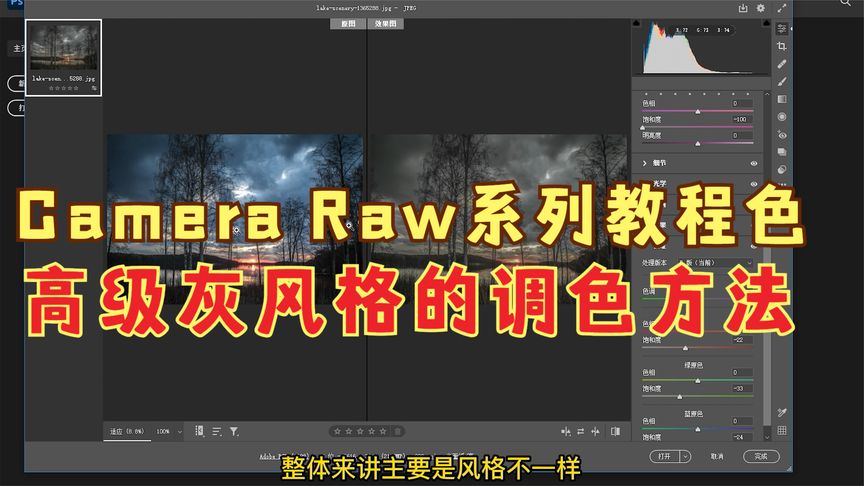 Camera Raw系列教程色,高级灰风格的调色方法,实例讲解易学好用