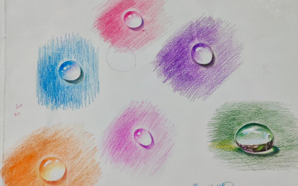 彩铅教程——教你画不灵不灵彩色水珠。