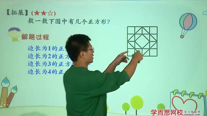 四年级数学:图形计数经典题目之 数数有多少正方形