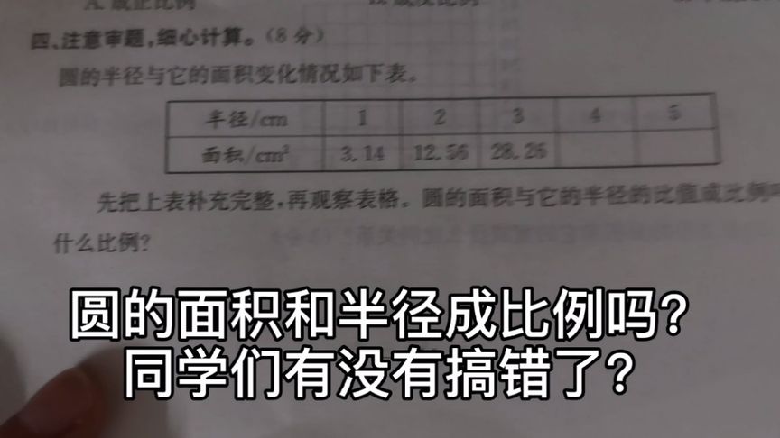 六年级数学下册圆的面积和半径成比例吗?同学们有没有搞错了?