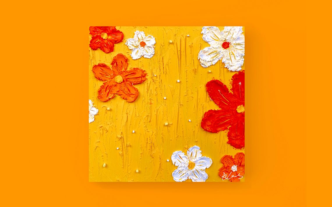 【油画棒教程】暖暖橙黄小花 | 刮刀压花是个技术活呀 | 绘画全过程