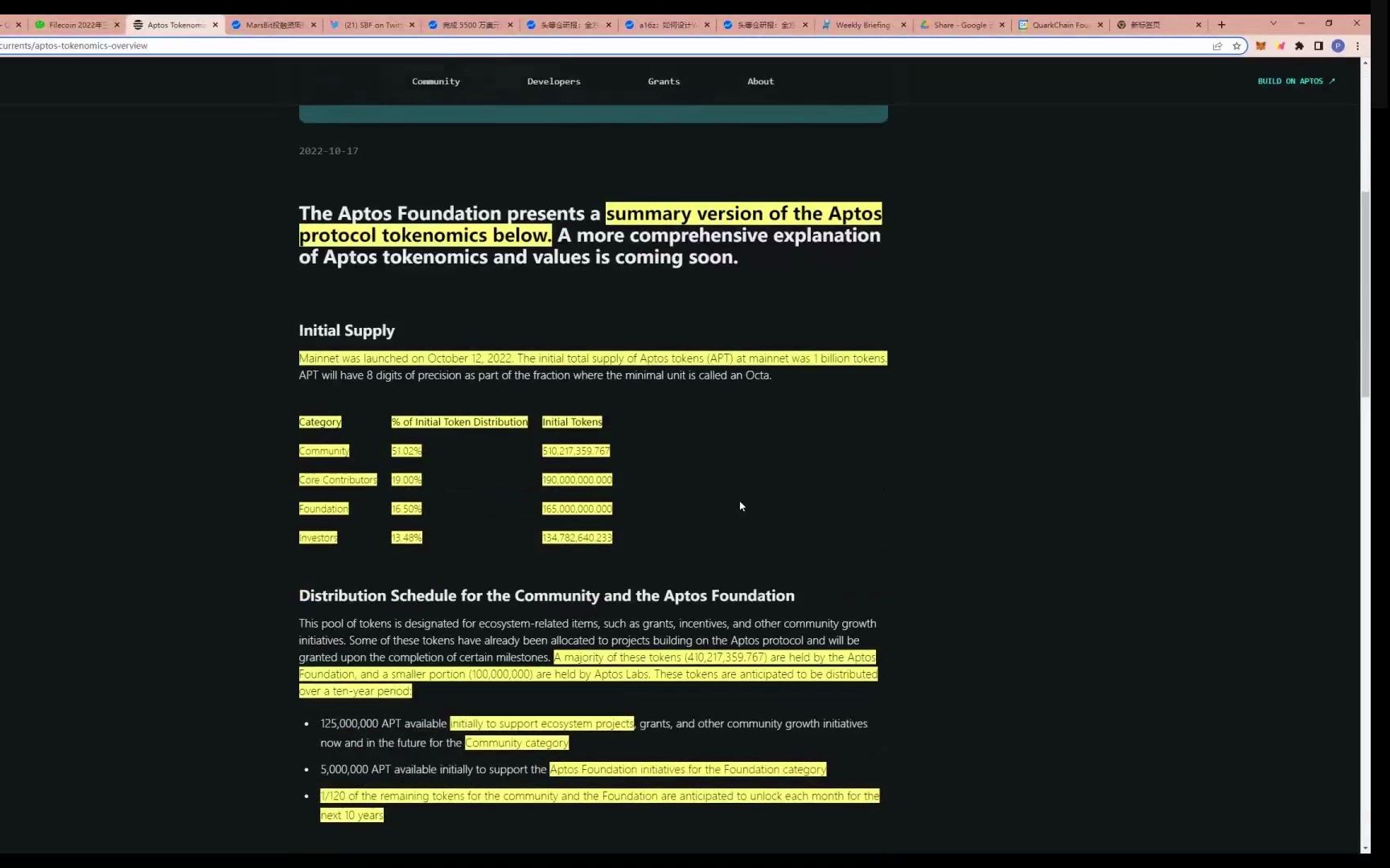 06 Aptos Tokenomics Overview