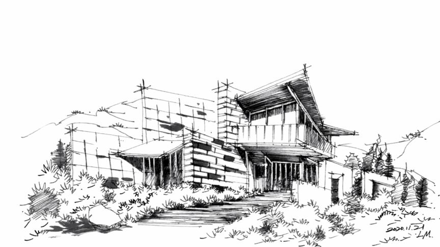 原来乡村建筑的一角也可以这么美,3分钟教你用钢笔线条表现!
