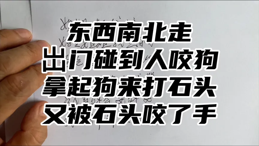 东西南北走,岀门碰到人咬狗….….。