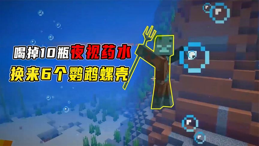 我的世界1.16联机332:我喝掉10瓶夜视药水,换来6个鹦鹉螺壳