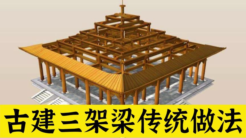 古人是如何制作三架梁构造的#仿古建筑 #古建筑之美 #园林景观