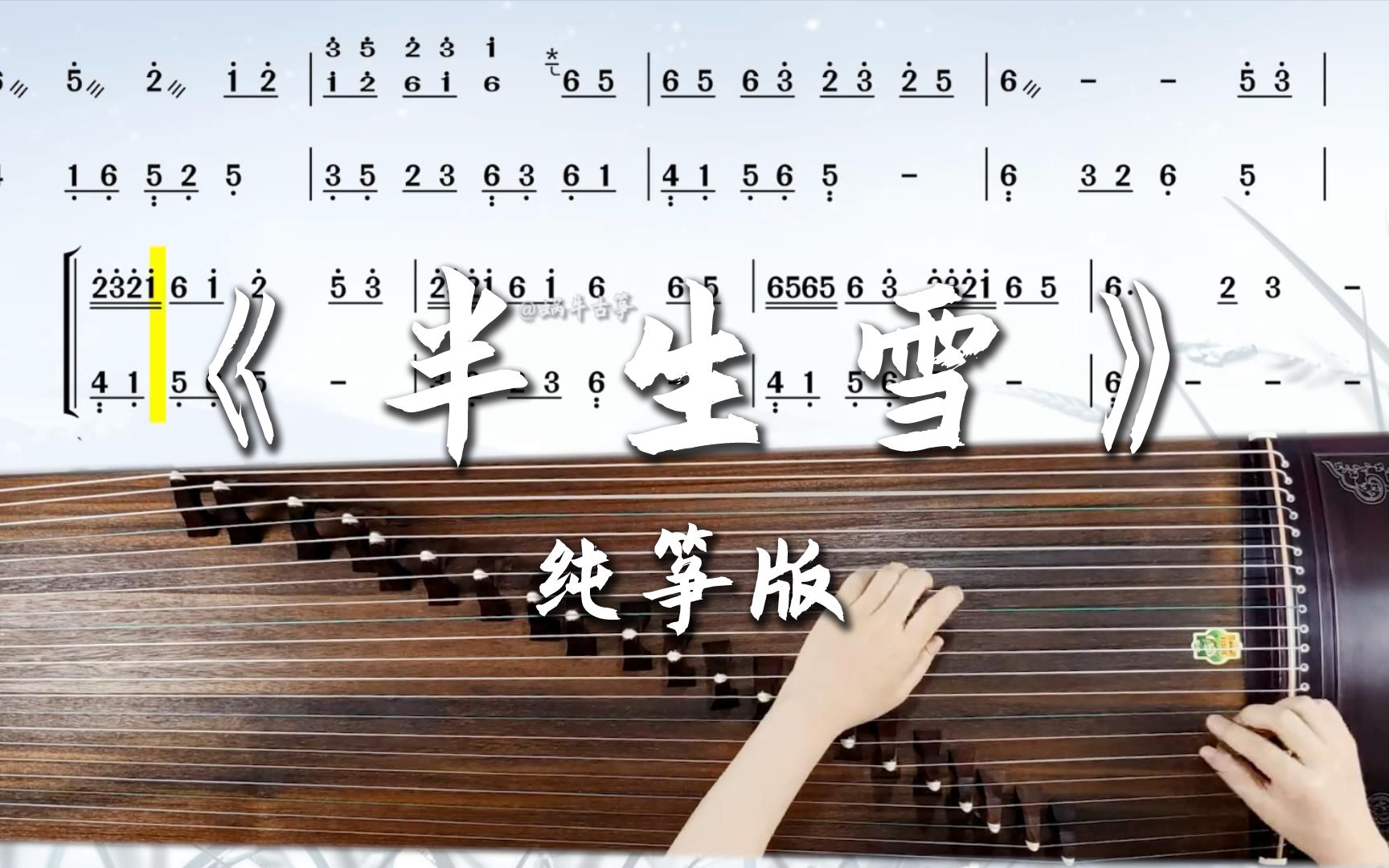 《半生雪》纯筝版古筝谱弹奏示范