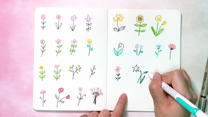 26种小花朵植物简笔画素材,画起来超简单,手帐必备!