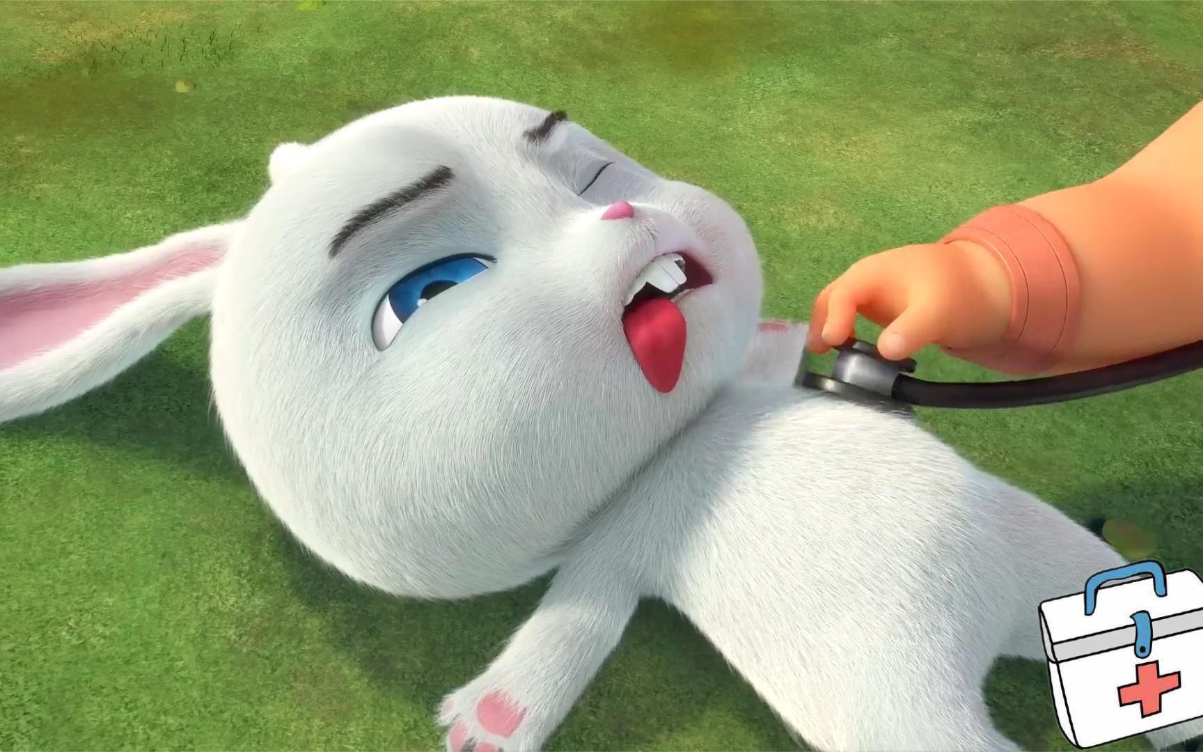 宝宝模仿医生帮助小动物看病