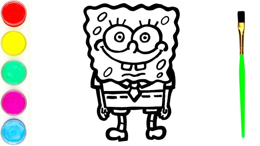 孩子一看就会画,幼儿简笔画上色教程:海绵宝宝