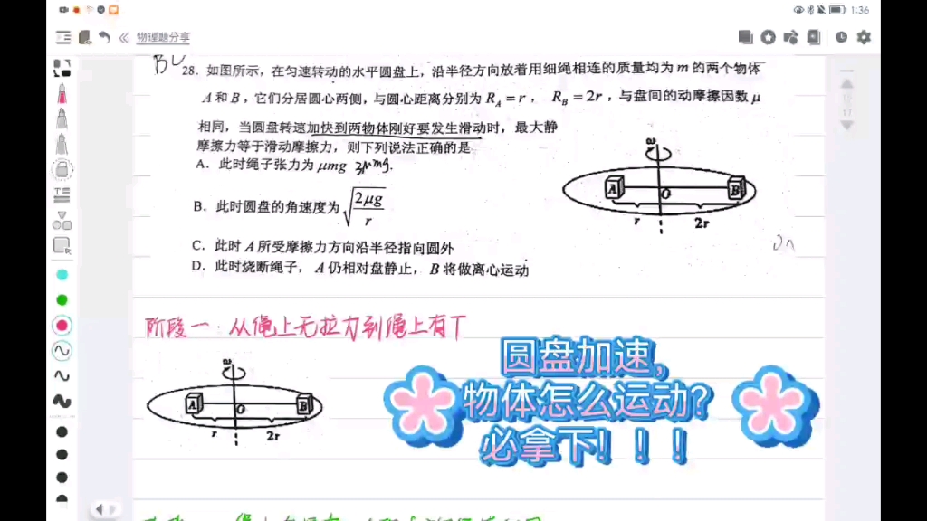 终于来了,圆盘加速运动模型!受力分析+量化分析,必拿下!