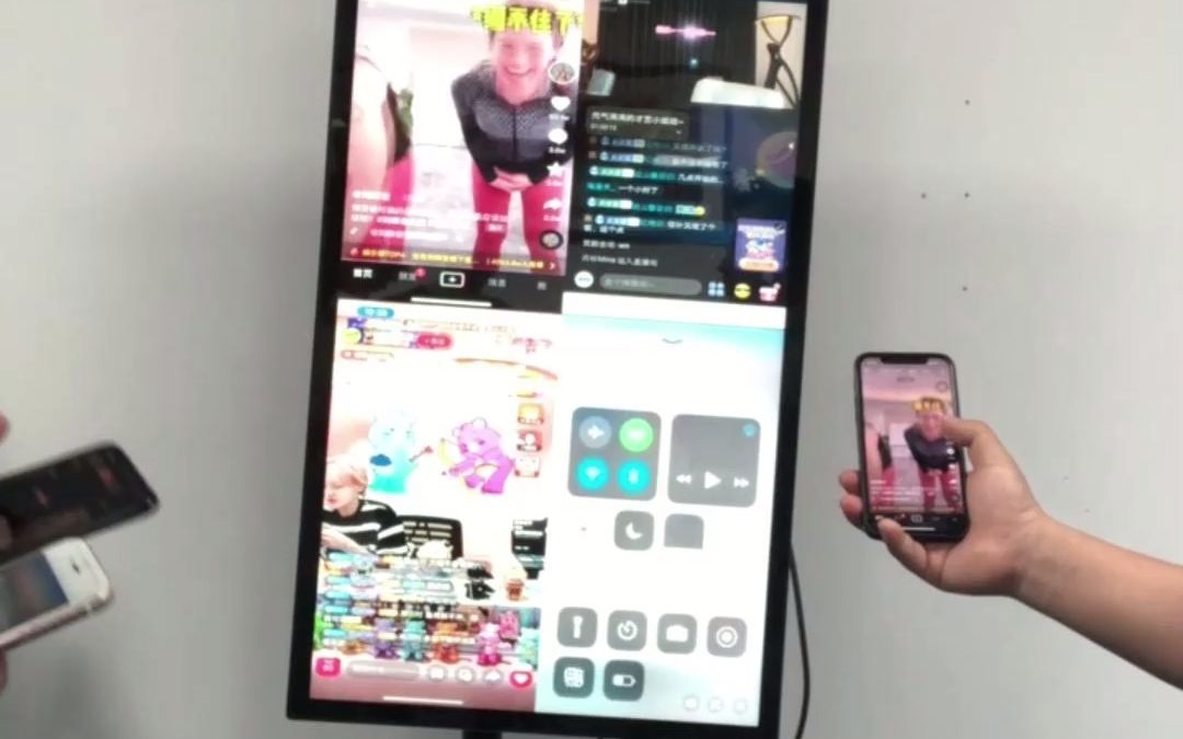 多画面投屏,抖音大屏幕显示器网红直播大屏一体机液晶电视手机无线...