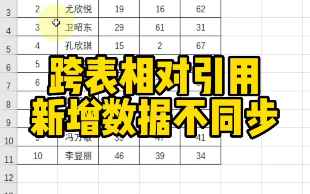 跨表相对引用新增数据不同步