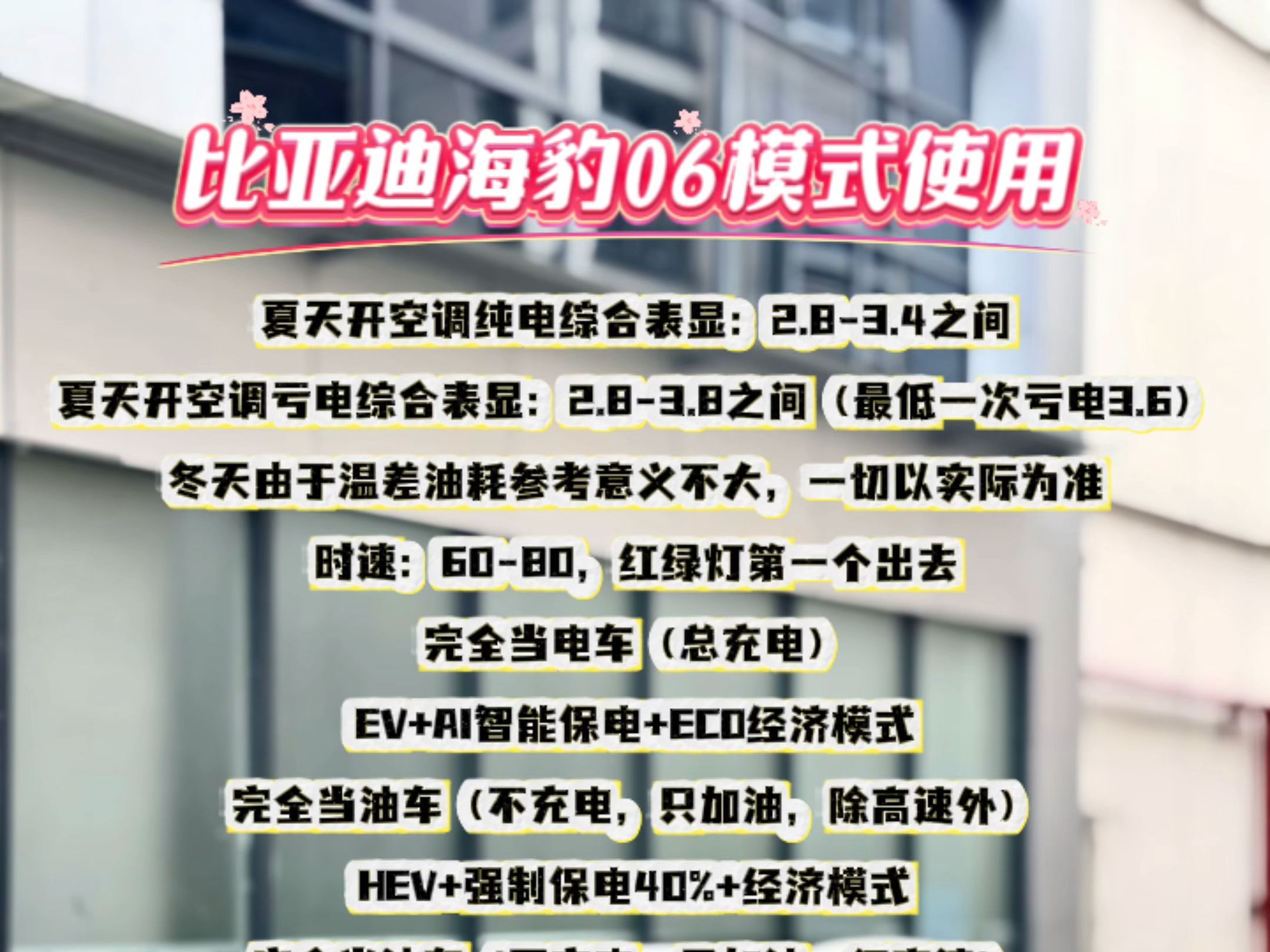 海豹06驾驶模式省油省电设置!