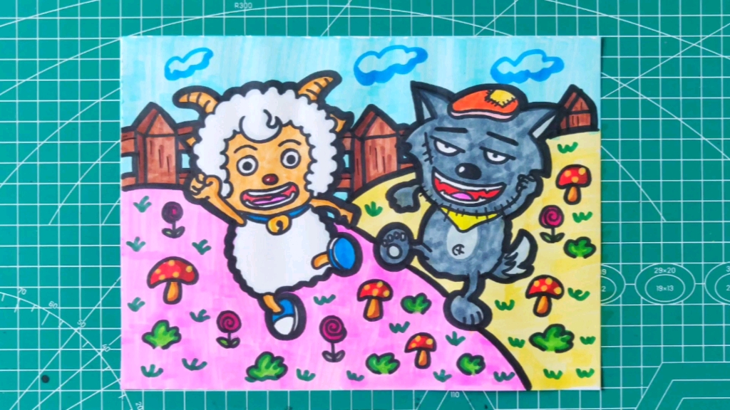 儿童画喜羊羊与灰太狼绘画教程