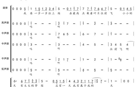 厦门童声合唱 蜗牛六声部阿卡贝拉 编配合唱简谱钢琴伴奏五线谱