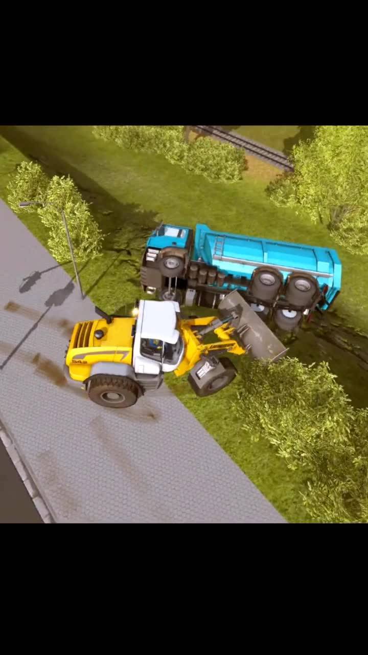 动漫:翻斗车挡在马路中间