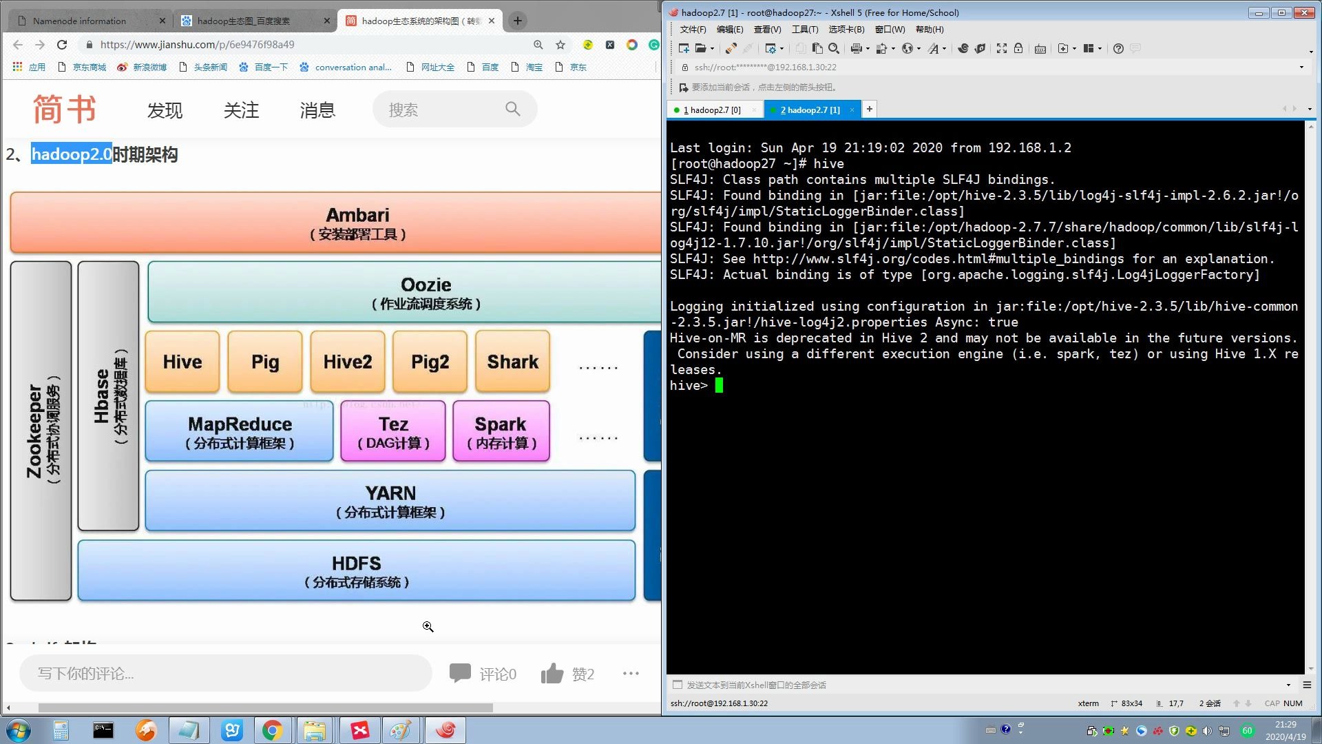 对比学习 - 常见Hadoop生态圈各组件、Hive、Hbase、Zookeeper、...