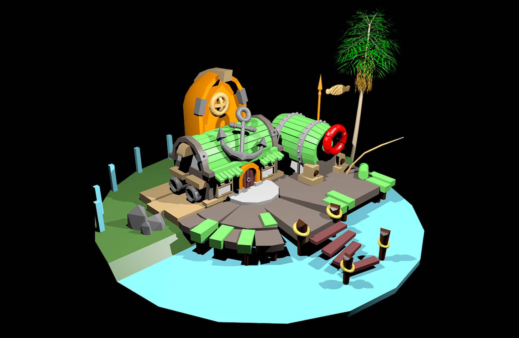 ...3dmax场景建模】海盗船模型布线讲解,2小时全流程从模型到上色教程!