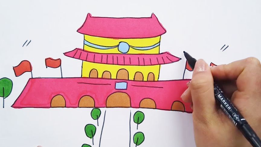 儿童简笔画大全,天安门,喜欢的小朋友跟老师一起来画吧