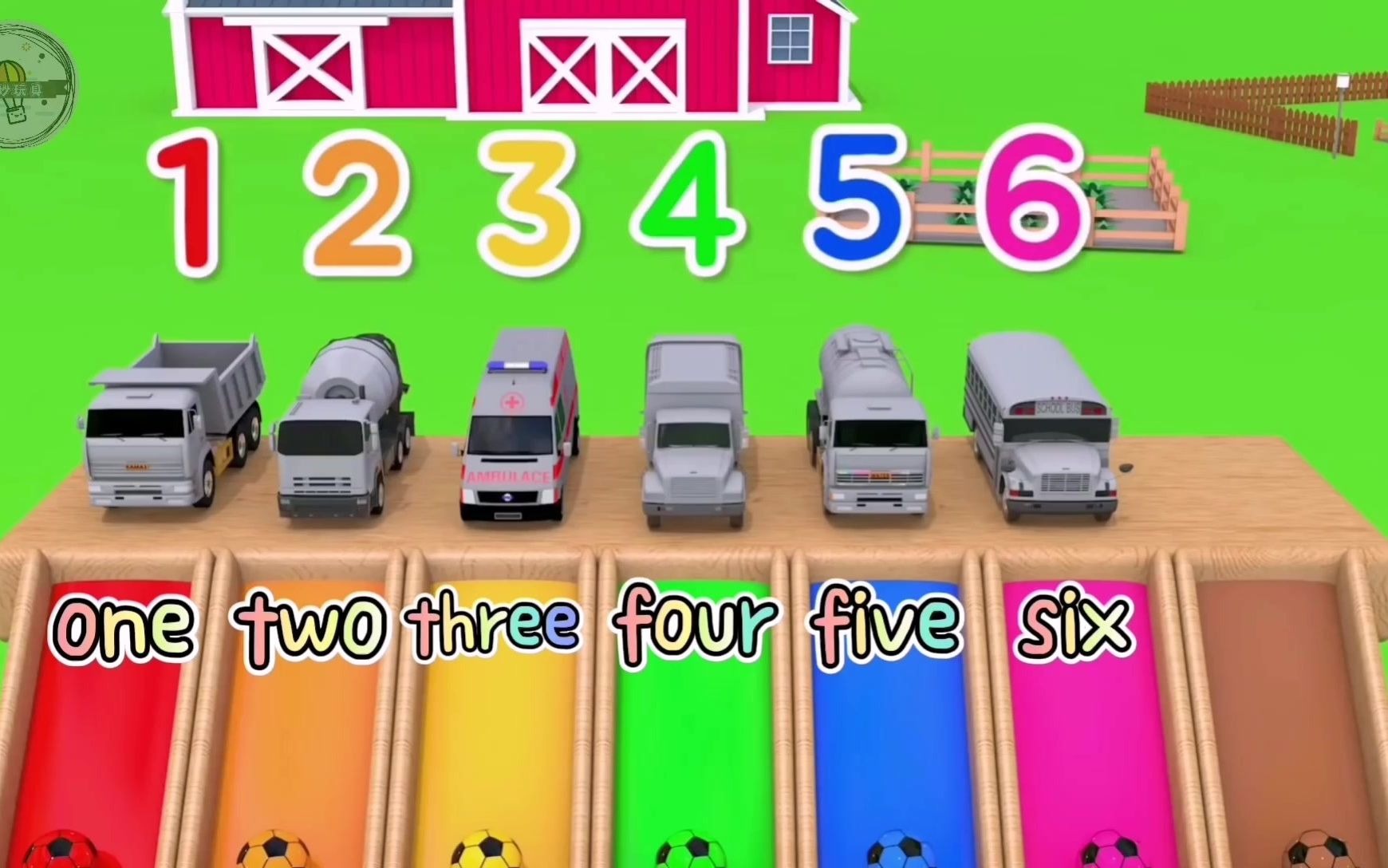 翻斗车,搅拌车,垃圾车跳入泳池染色,认识颜色儿童动画片