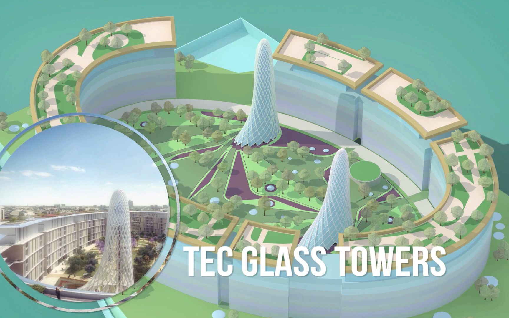 观感极佳的建筑方案动画-多哈绿洲中心城市综合体