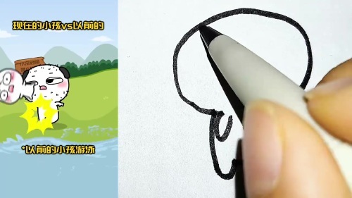 326. 小孩游泳,简笔画,儿童画