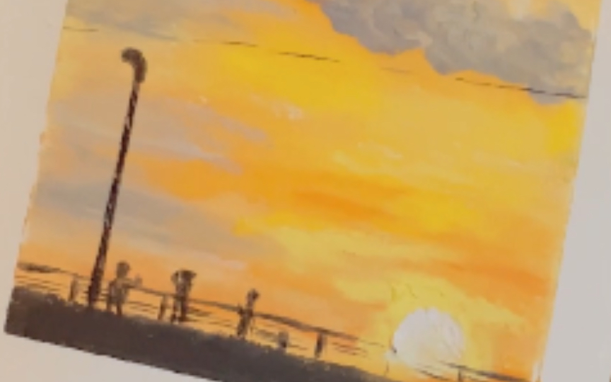 随便画画 夕阳 日落 油画棒