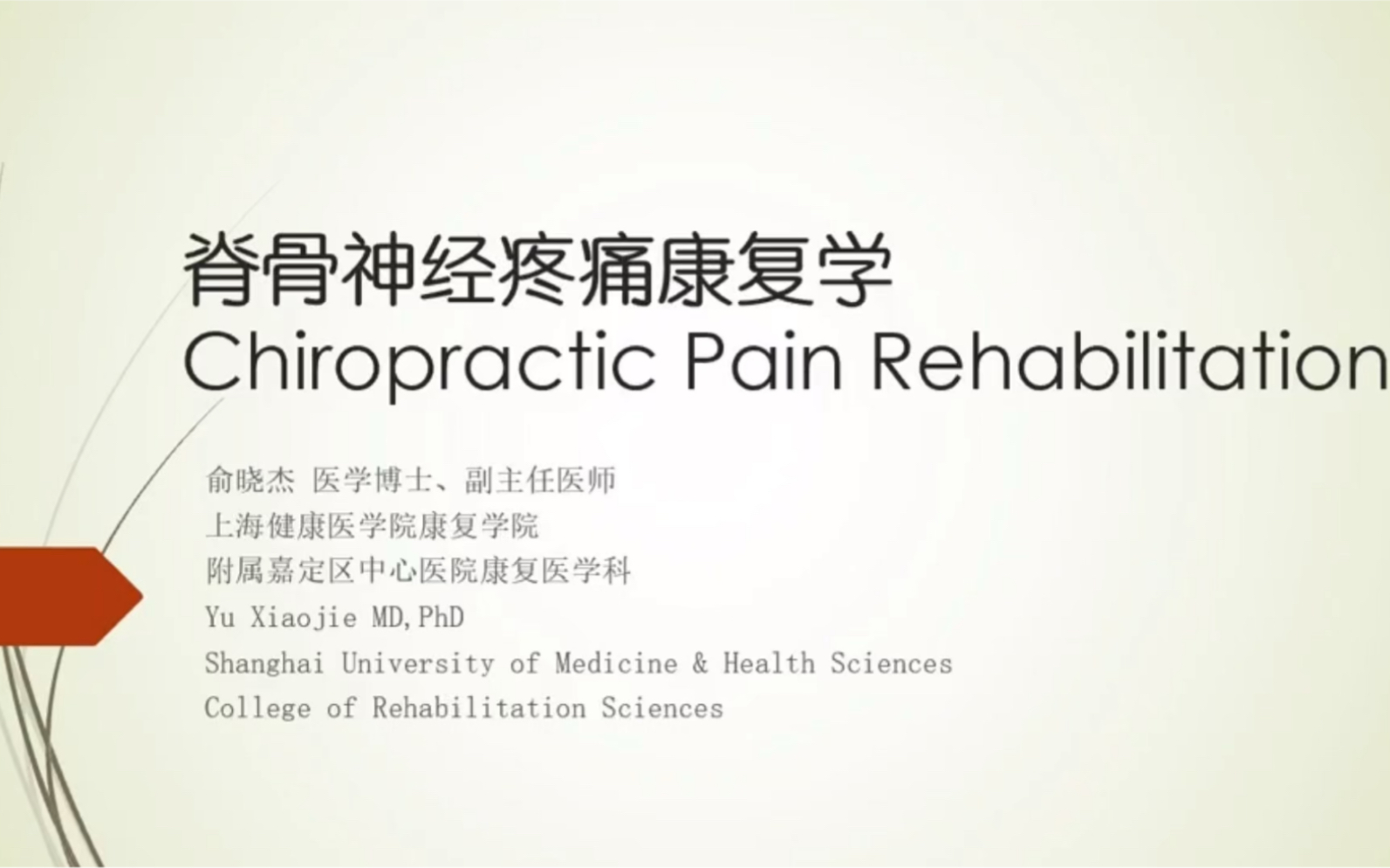 脊骨神经疼痛康复学体系形成
