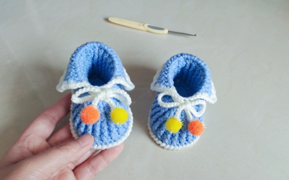 钩针婴儿宝宝鞋,加厚保暖,教程(3)完