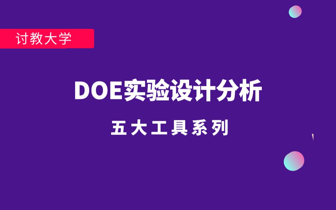 【专栏】【第一讲】DOE实验设计基础