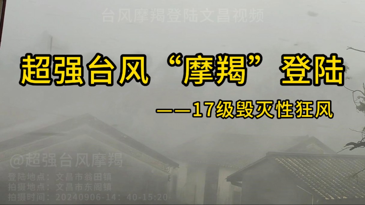 超强台风摩羯登陆现场画面!17级风力毁天灭地!