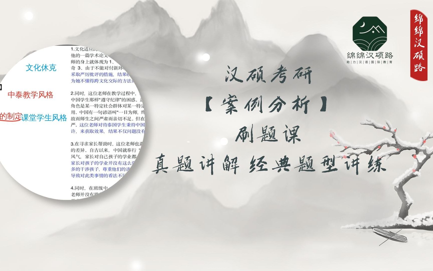 汉硕考研 【案例分析】 刷题课:真题讲解+经典题型讲练