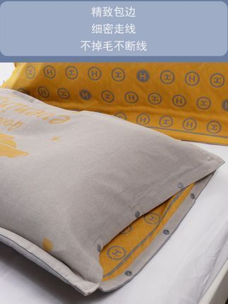 纯棉纱布按扣枕套加厚大枕头套学生家用成人透气吸汗枕芯套#纱布棉...