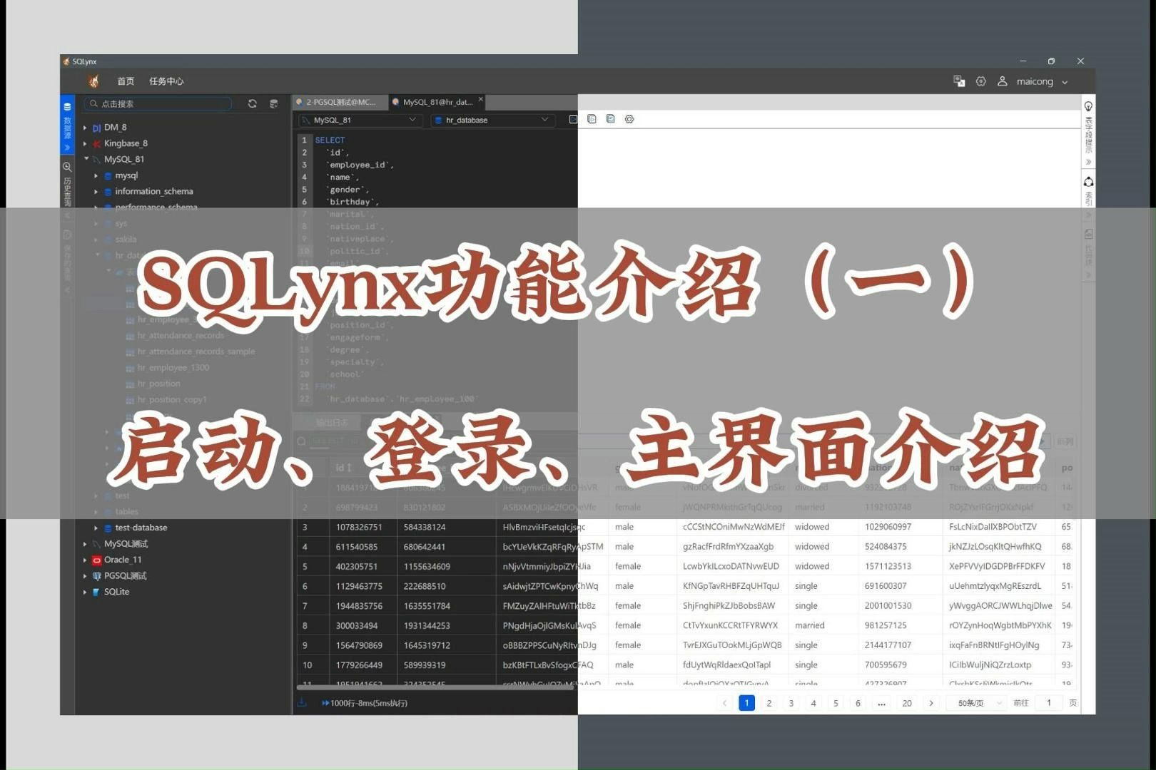 正版免费SQL工具 | 功能介绍(一)SQLynx启动、登录、主界面介绍