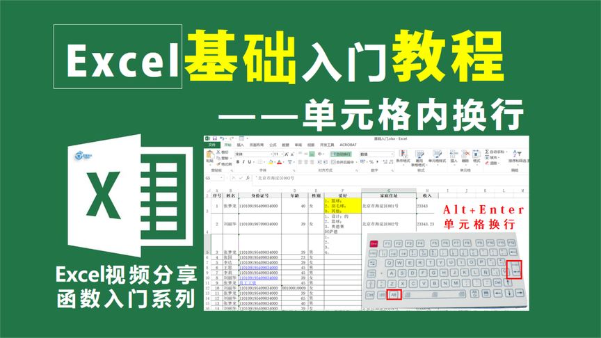 Excel中单元格内换行输入,设置单元格内样式【信息技术小课堂】
