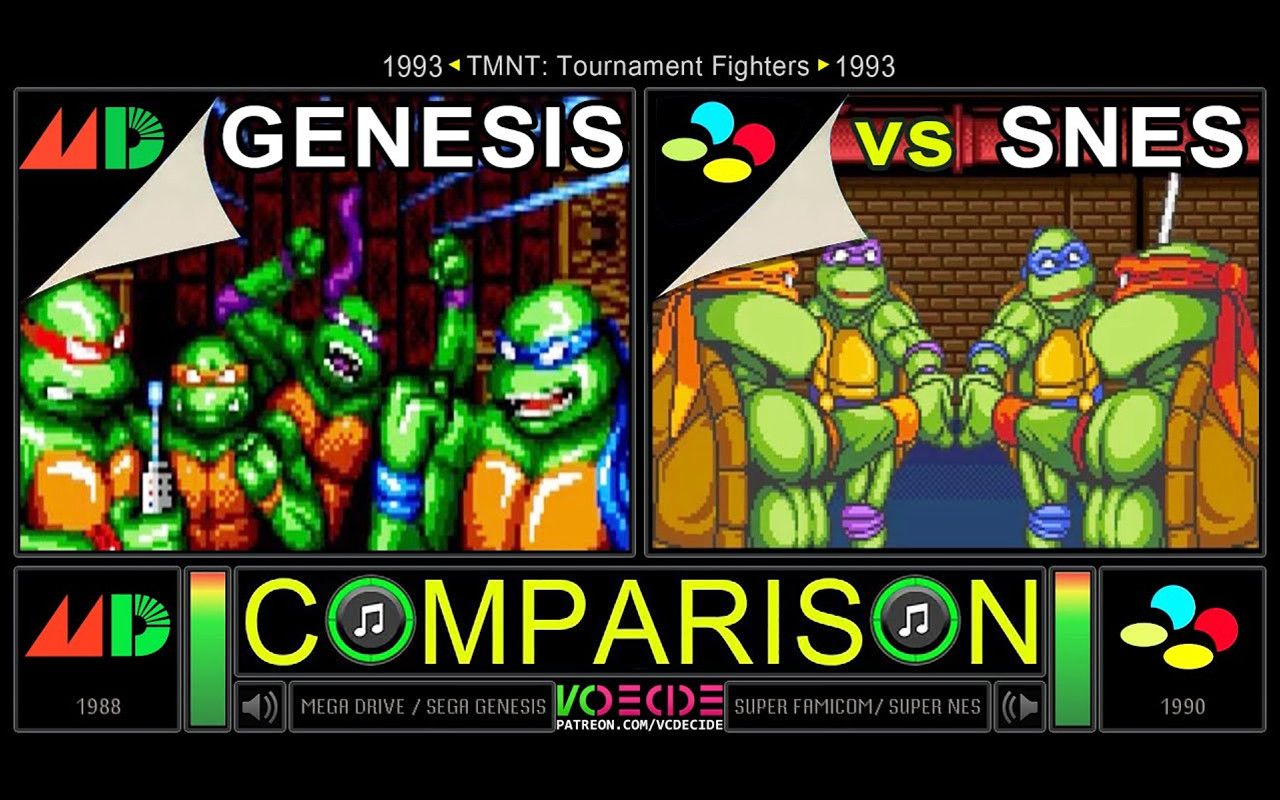 忍者神龟格斗 | MD vs SFC | 并排对比:同一款游戏却是两种风格!| 作者:...