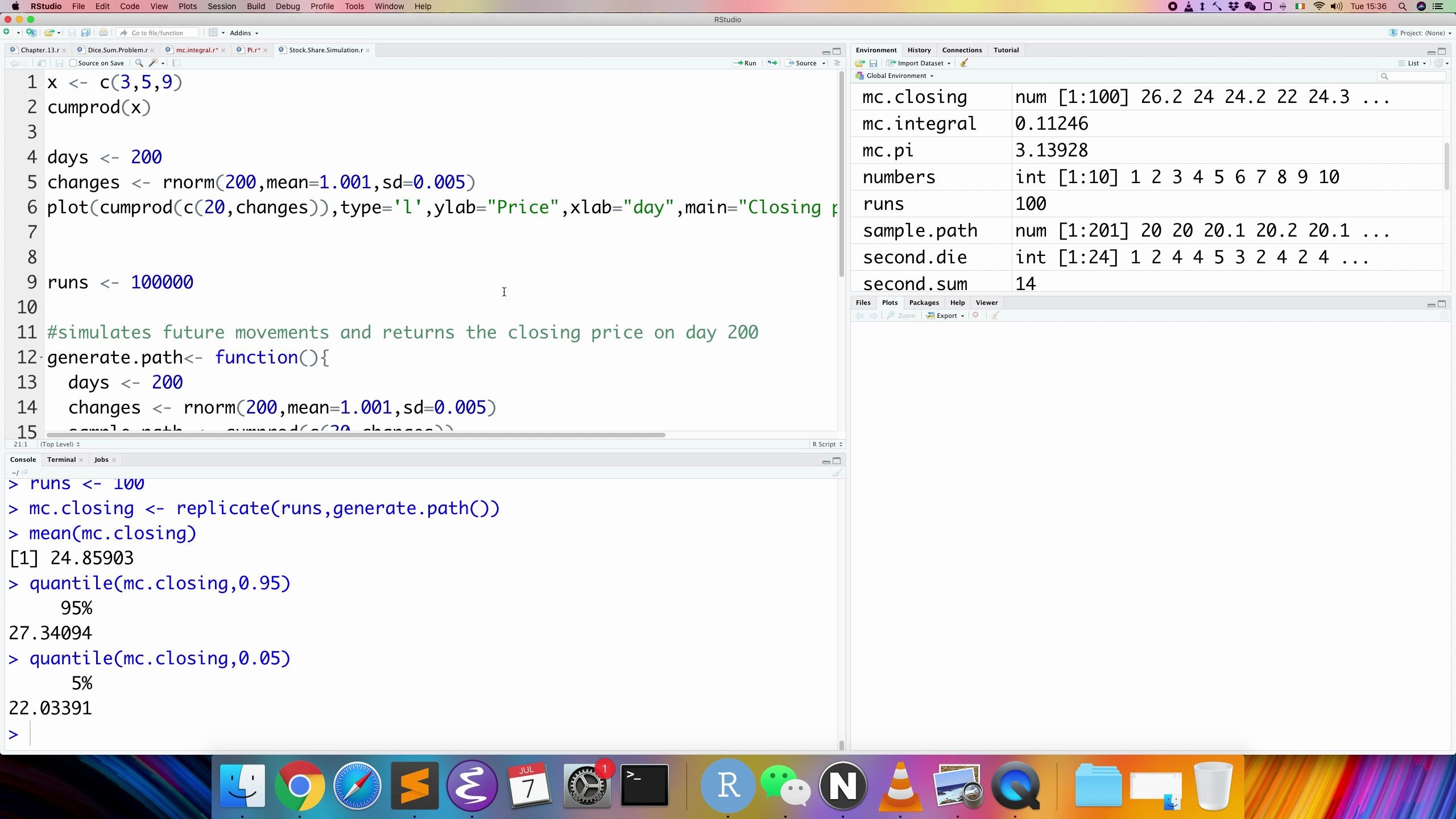 利用随机数生成股票波动的曲线(R语言)
