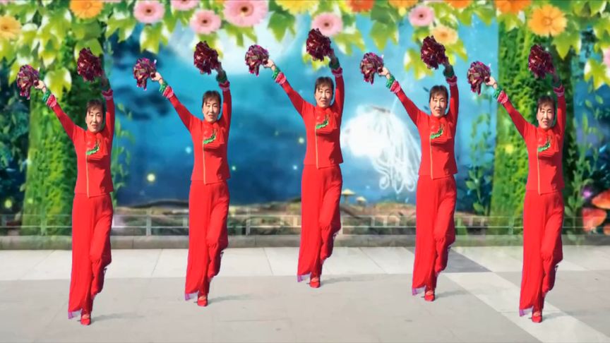 健康一生广场舞《开门红》个人版新年花球舞 喜庆好看 适合开场舞