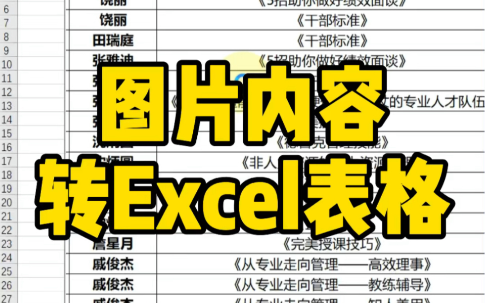 图片内容转Excel表格～