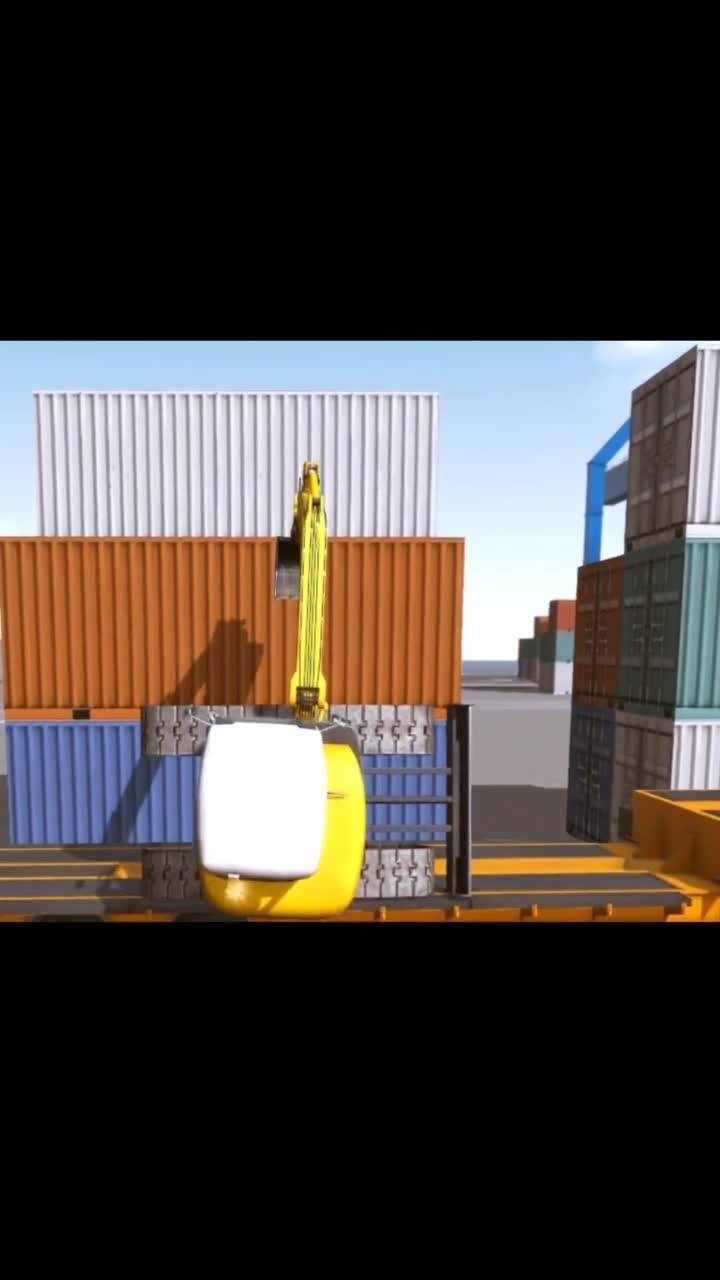 动漫:挖掘机坐车拖车去工地挖箱子,工程车动画片大全