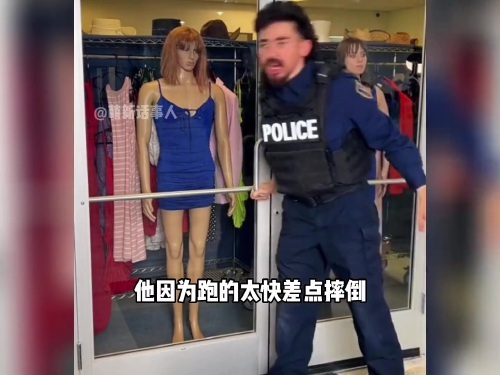 国外一名男子不可思议的举动,竟然把模特假人带走交流!