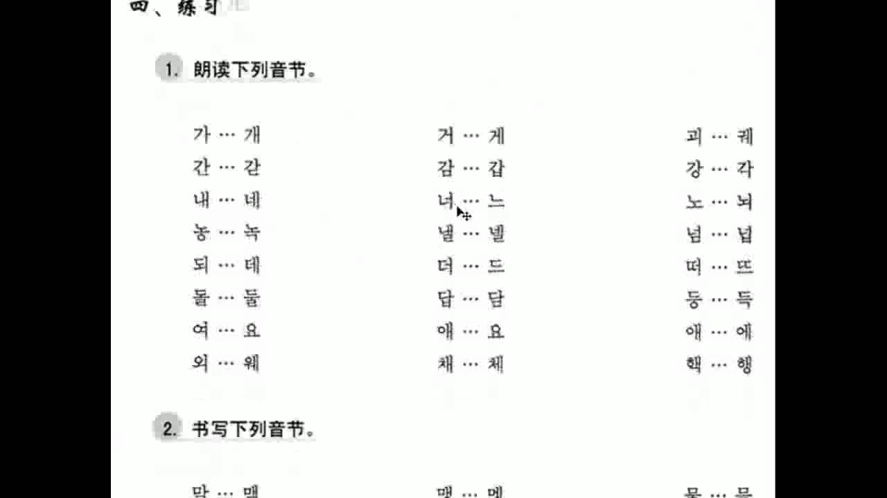 韩国语入门学习 韩语字母表及发音视频教程