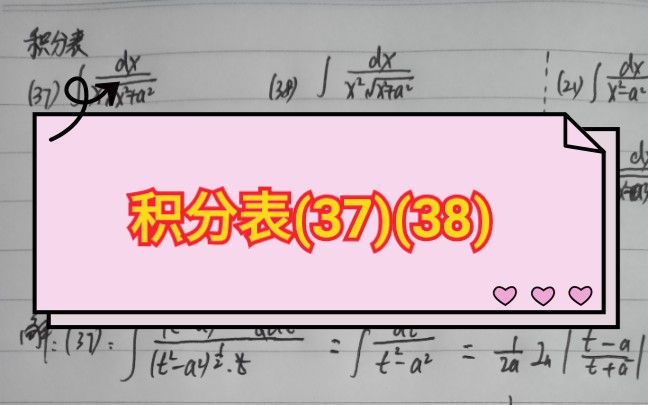 高数:微积分:积分表(37)(38)