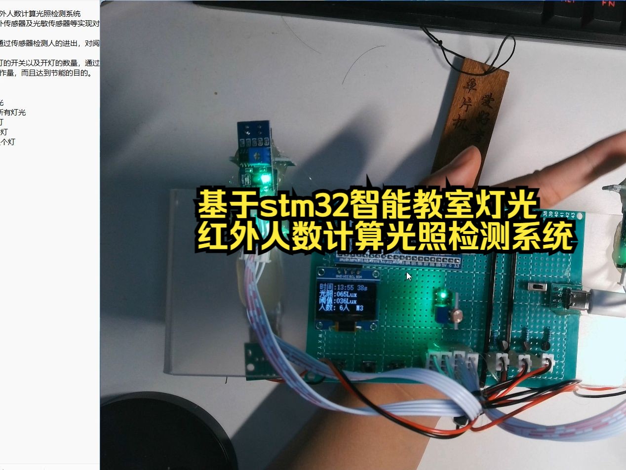 MCU-391-基于stm32智能教室灯光红外人数计算光照检测系统