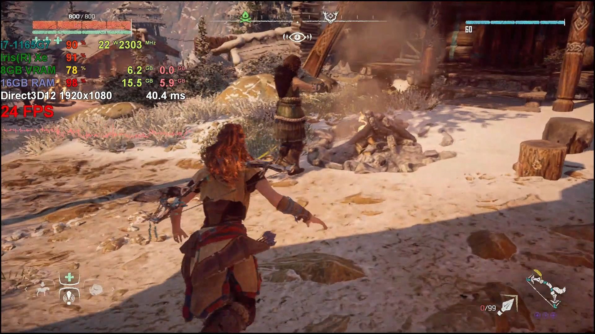 【地平线零之曙光】Xe核显新旧版本同画面设置帧数对比