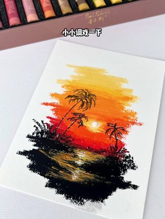 油画棒想画就画绘画过程分享如何用油画棒画风景