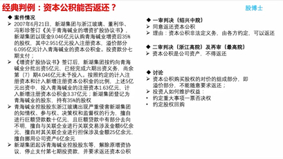 经典判例:资本公积能否返还
