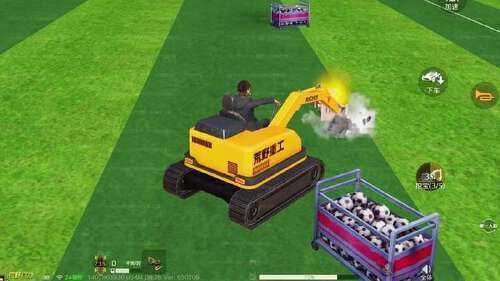 荒野行动惊现挖掘机战神!艾伦工地狂飙一挑五